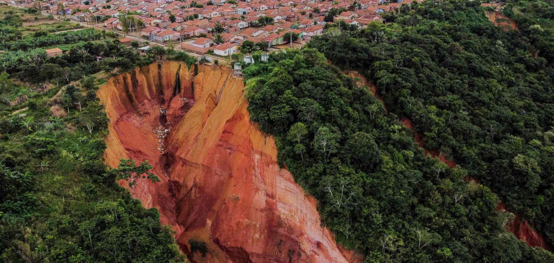 Aerial view of erosion on April 21, 2023, in Buriticupu, Maranhao state ...